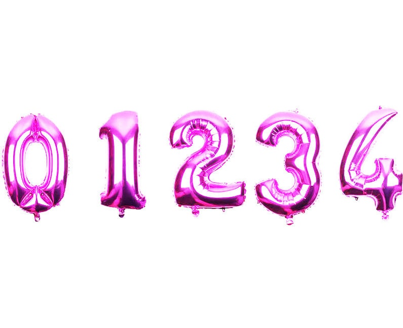 32 Inch PINK Number Balloons Air Filled 32" Mylar Number 1 2 3 4 5 6 7 ...