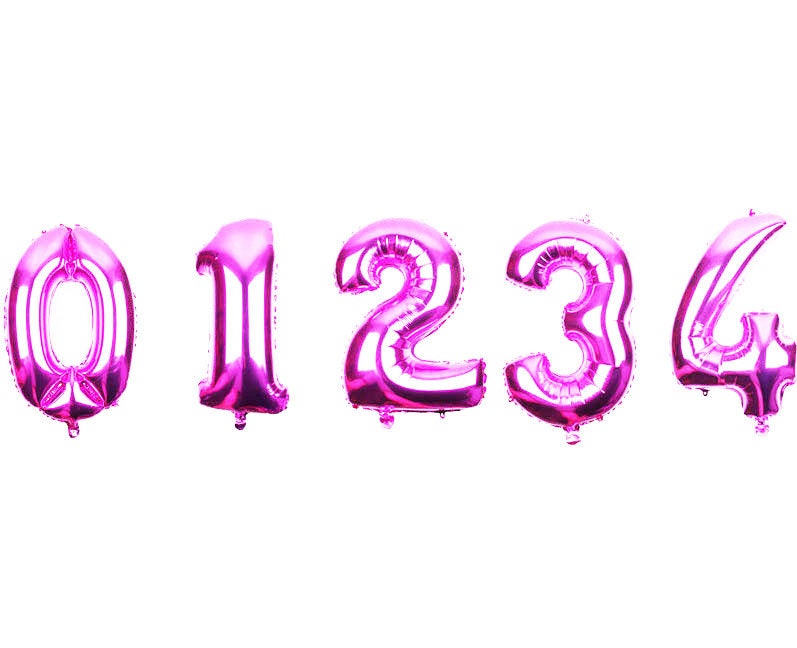 32 Inch PINK Number Balloons Air Filled 32" Mylar Number 1 2 3 4 5 6 7 ...