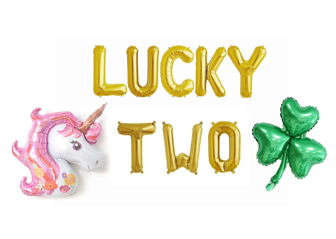 Two Lucky Birthday, Lucky Balloon Banner, 2nd Birthday Party, March ...
