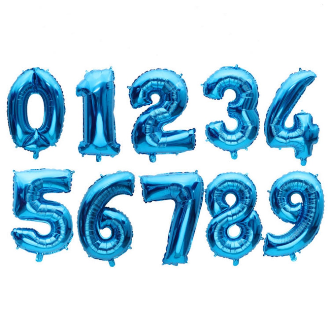 32 Inch BLUE Number Balloons Air Filled 32" Mylar Number 1 2 3 4 5 6 7 ...