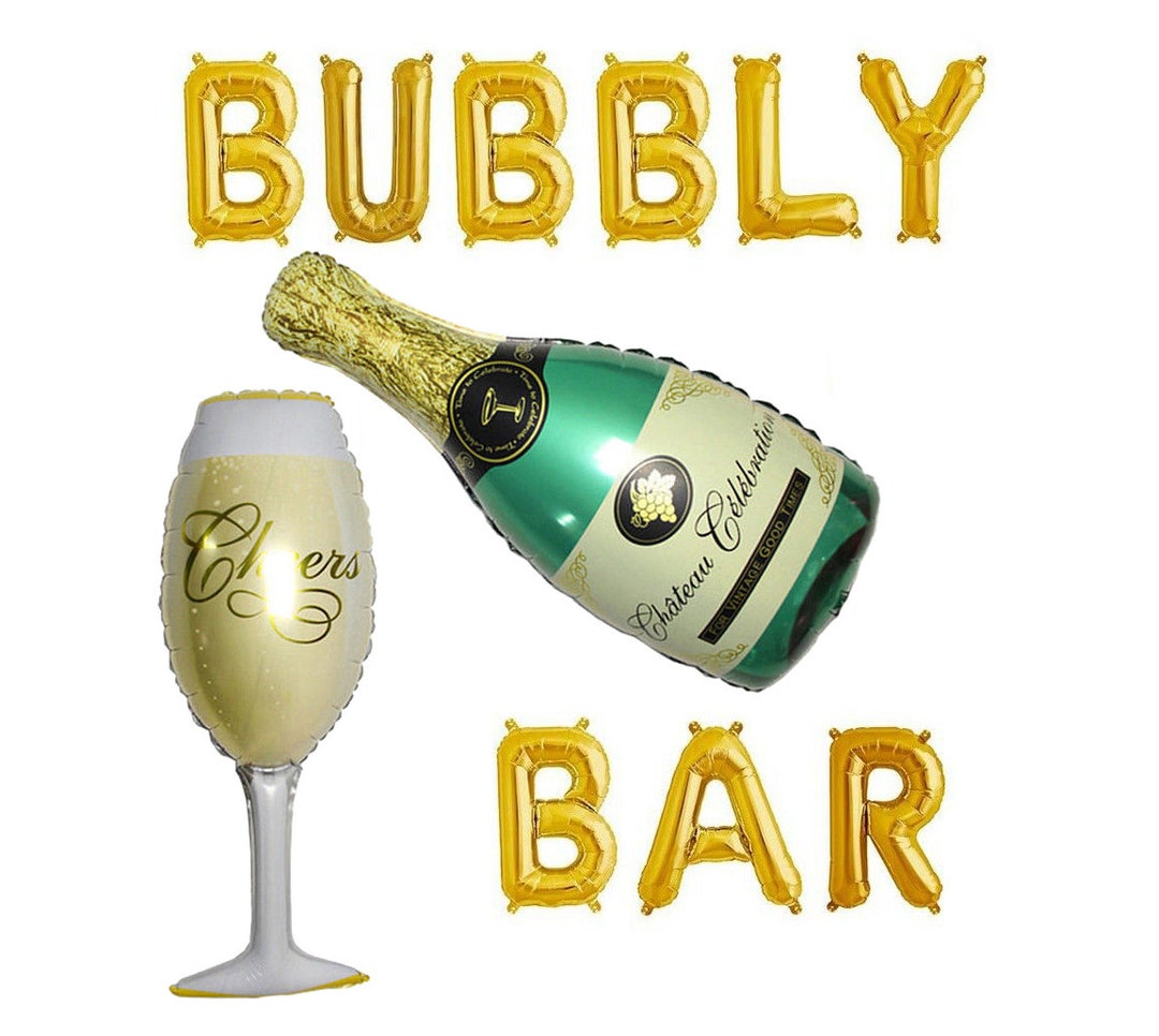 BUBLY Bar Banner Wedding Banner Gold Party Decorations Champagne BAR ...