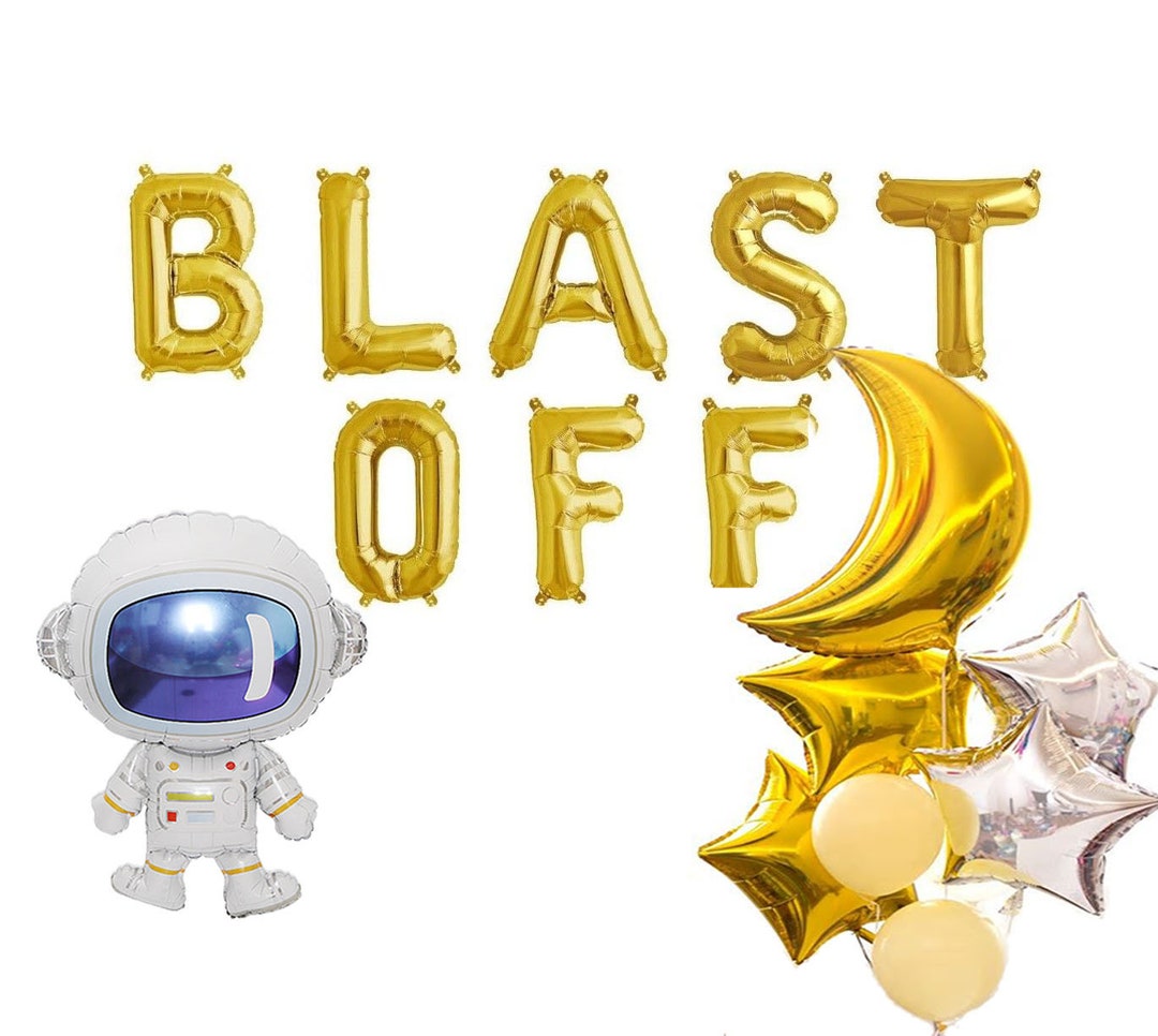 Blast OFF Banner 16" Letter Balloons Boy Girl Birthday Shower Blast off ...