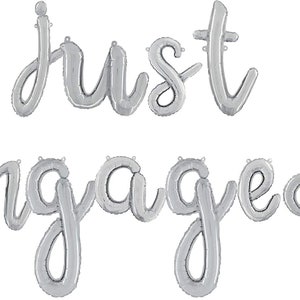 Just Engaged Cursive Letter Balloons Engaged AF Banner Script Balloon ...