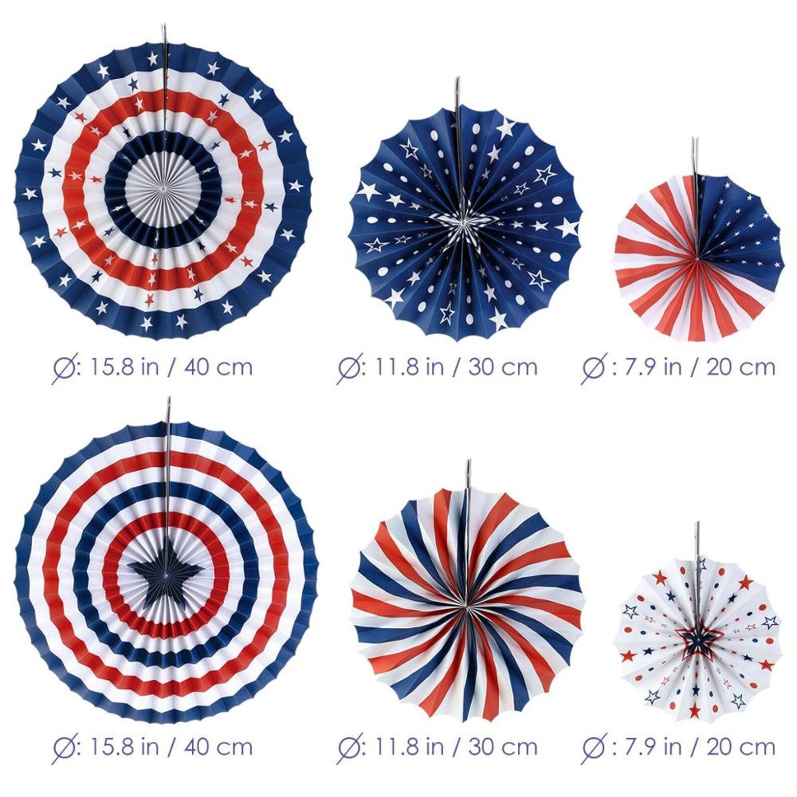 Set of 6 Colorful Patriotic Hanging Fans Pinwheel Fan Welcome - Etsy