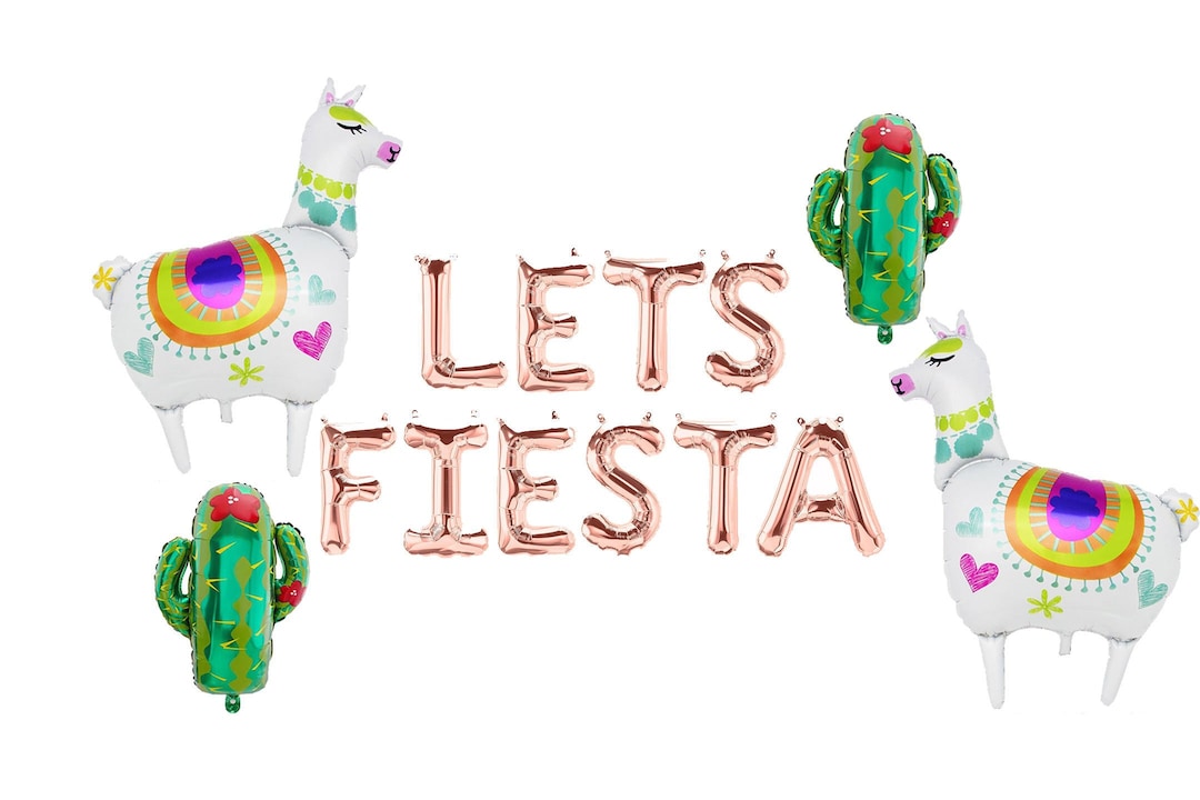 Let's Fiesta Party 16" Letter Balloons Banner Fiesta Decorations ...