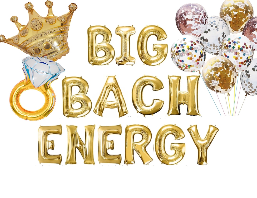 BIG BACH ENERGY Letter Balloons Banner Astrology Bride to Be Balloon ...