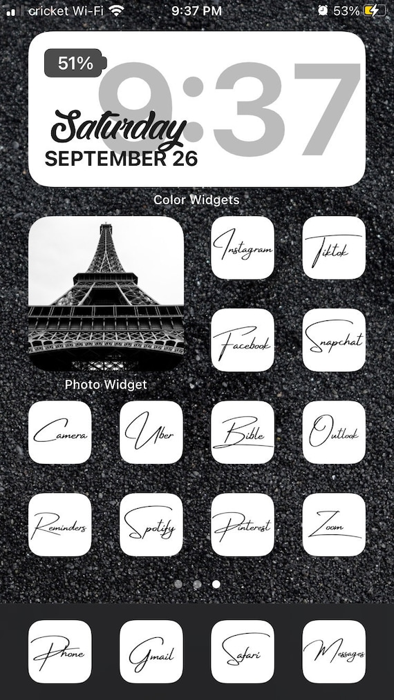Black Script Bundle Ios 14 Aesthetic Iphone App Icons 60 | Etsy