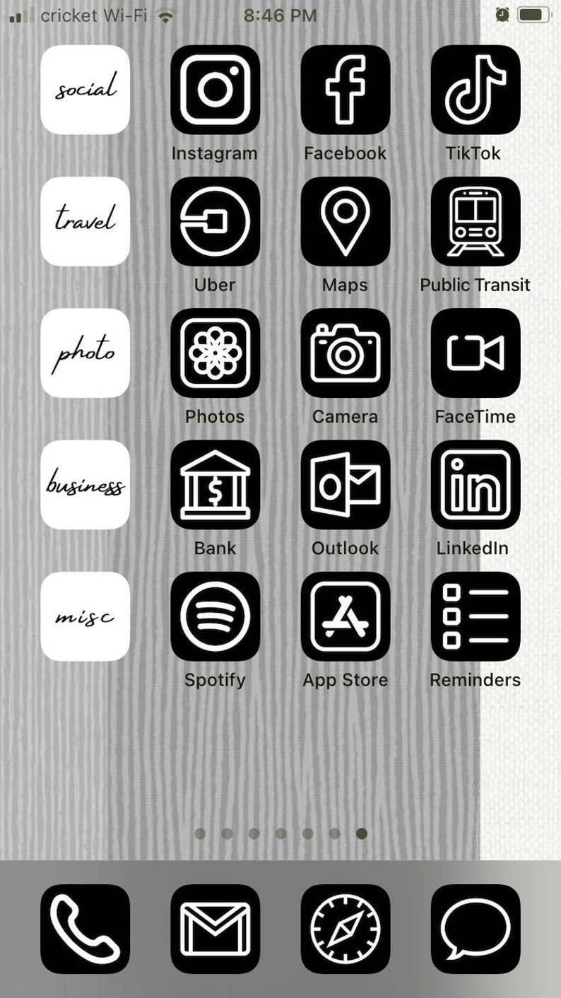 Black Script Font Categories | 10 Ios 14 App Icons for iPhone - Etsy