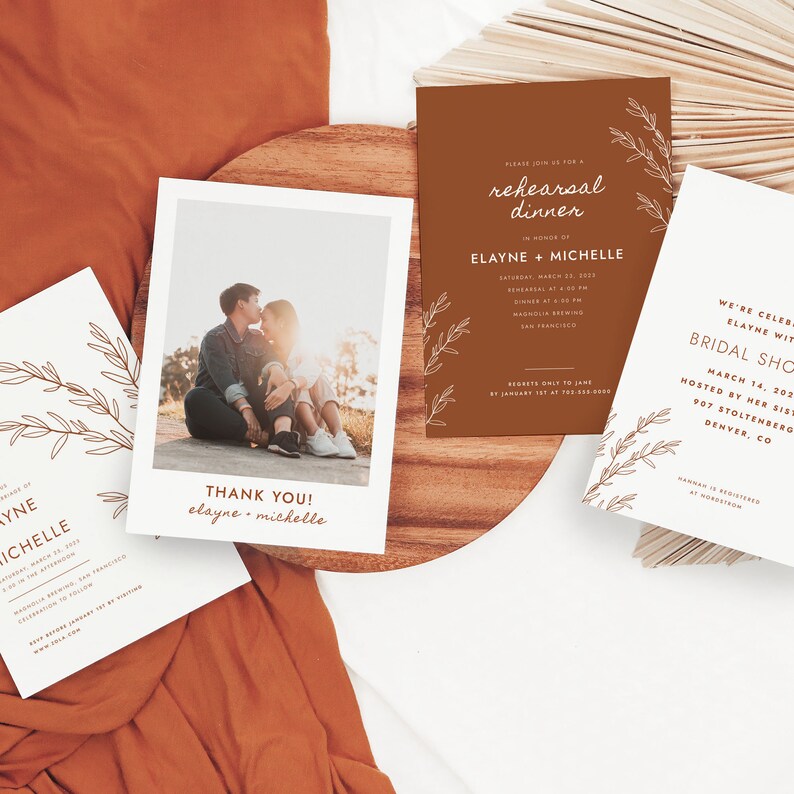 Desert Sage Terracotta Floral Wedding Bundle, Boho Template Bundle ...