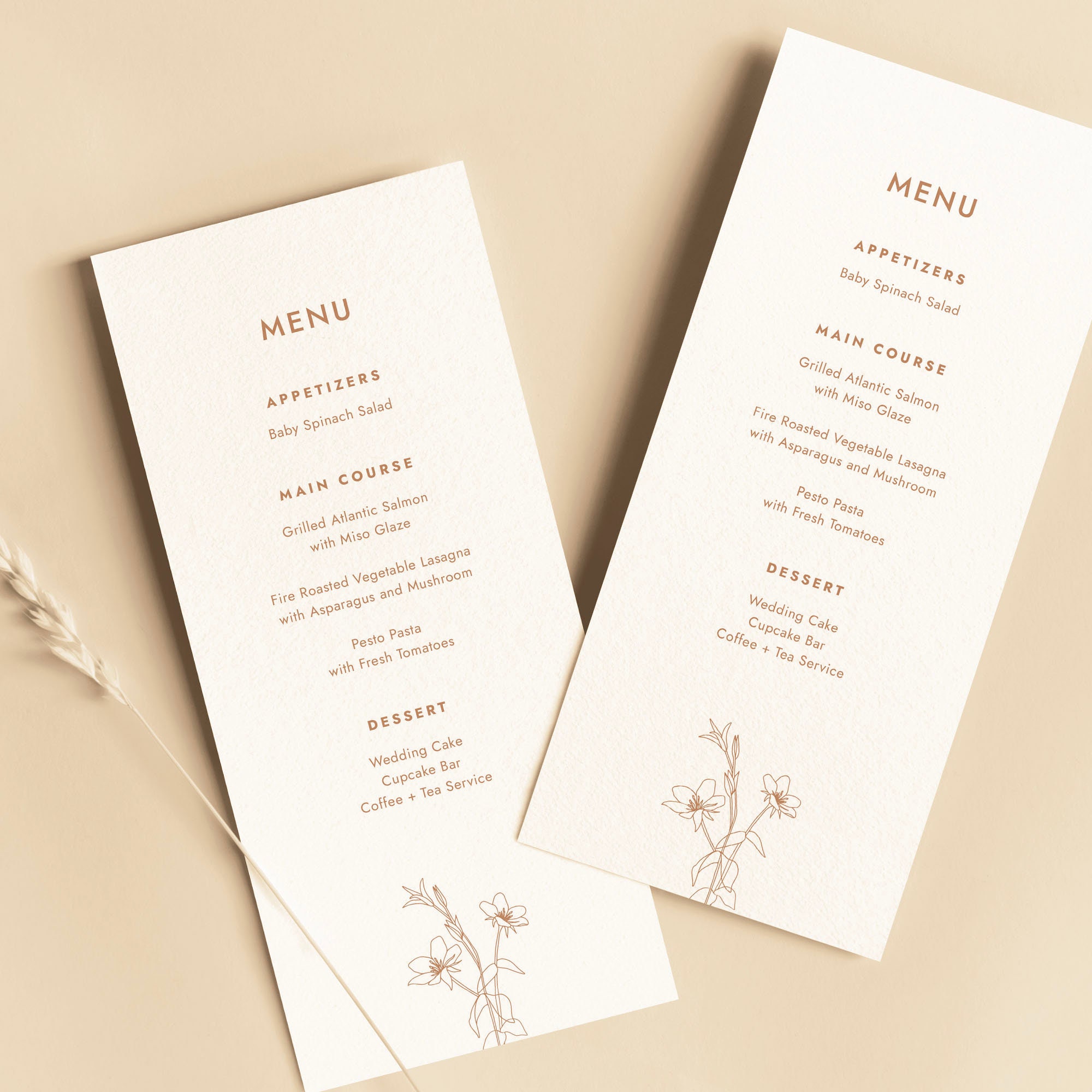 Mariposa Wedding Dinner Menu Card Template, Editable Wedding Menu ...