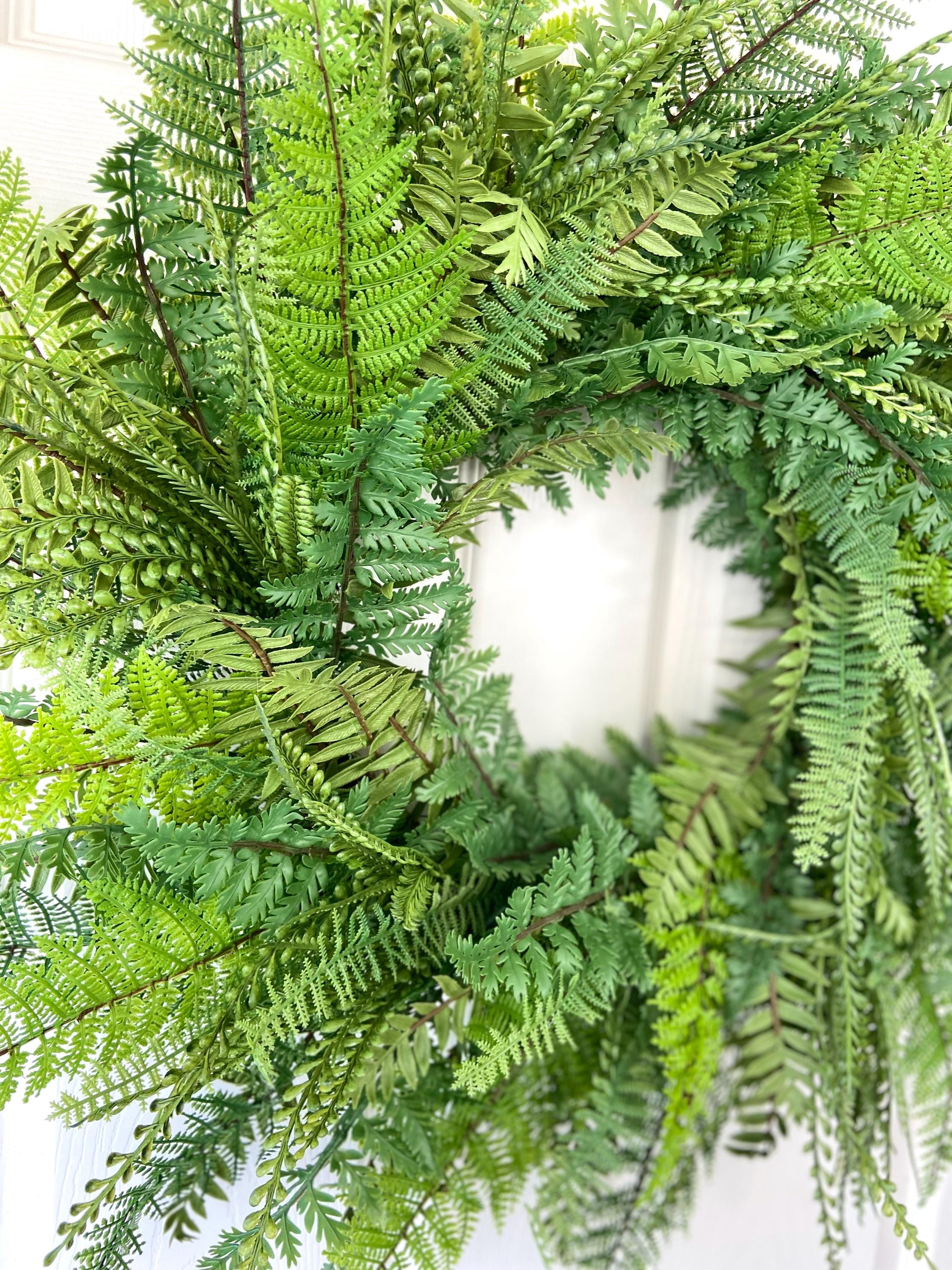 Everyday Green Fern Wreath,greenery Grass Front Door Wreath,large ...