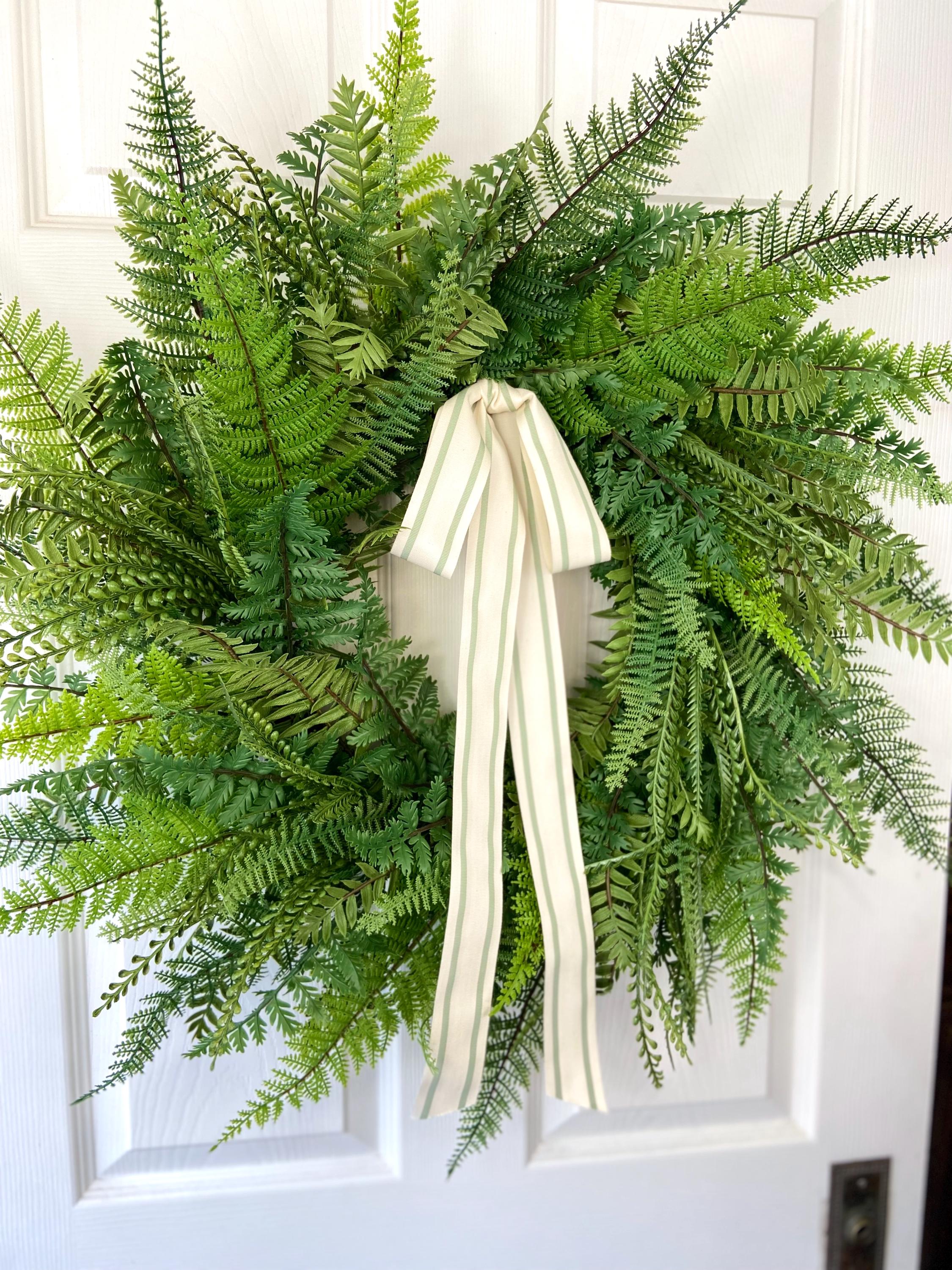Everyday Green Fern Wreath,greenery Grass Front Door Wreath,large ...