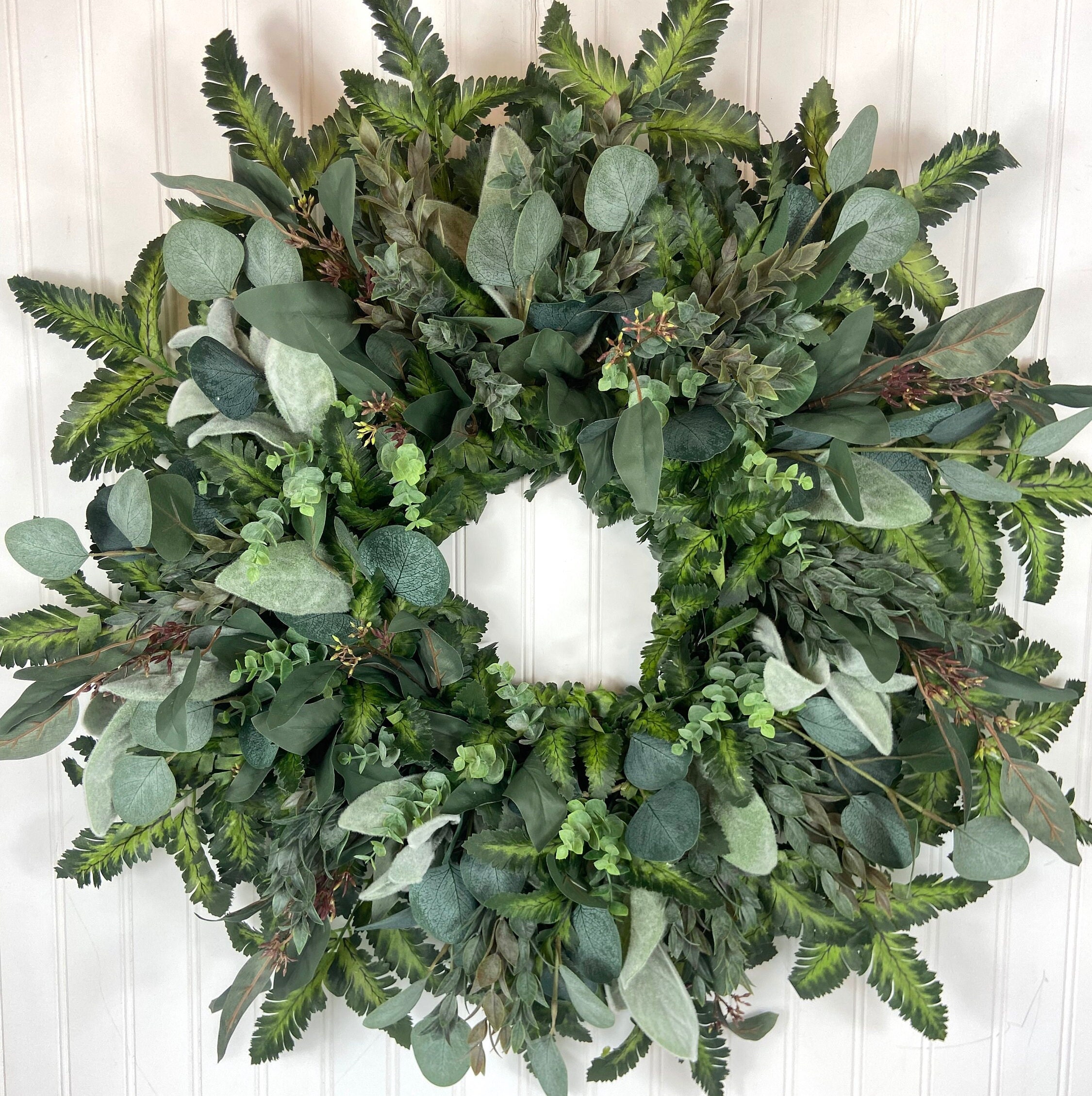 Queen Annes Lace Wreath,summer Mixed Greenery Door Wreath,eucalyptus ...