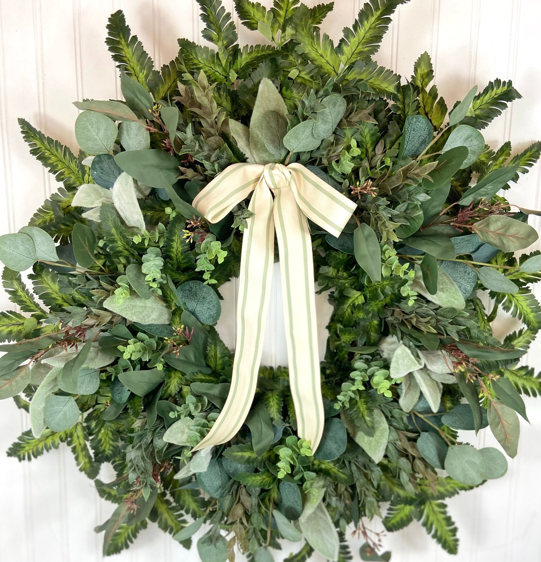 Queen Annes Lace Wreath,summer Mixed Greenery Door Wreath,eucalyptus ...