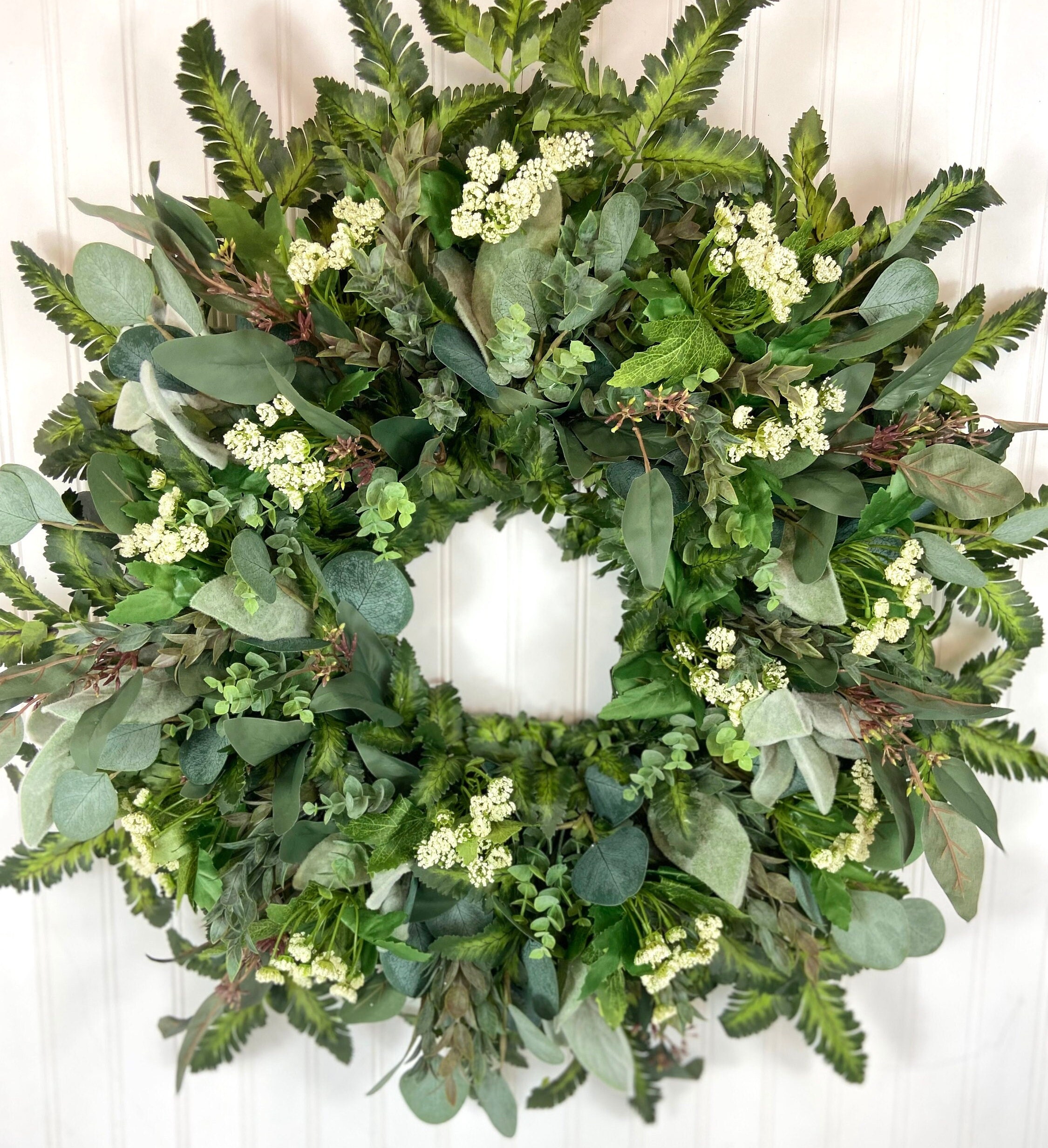 Queen Annes Lace Wreath,summer Mixed Greenery Door Wreath,eucalyptus ...