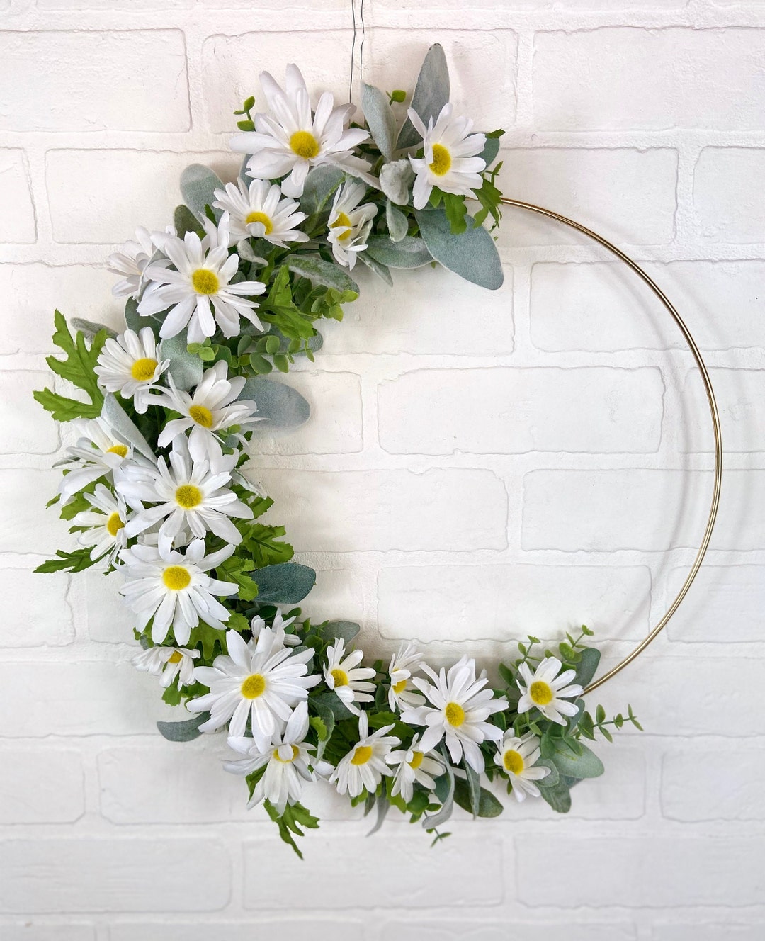 Daisy Front Door Wreath,summer Daisy Wreath,mom Gift,spring White Daisy ...