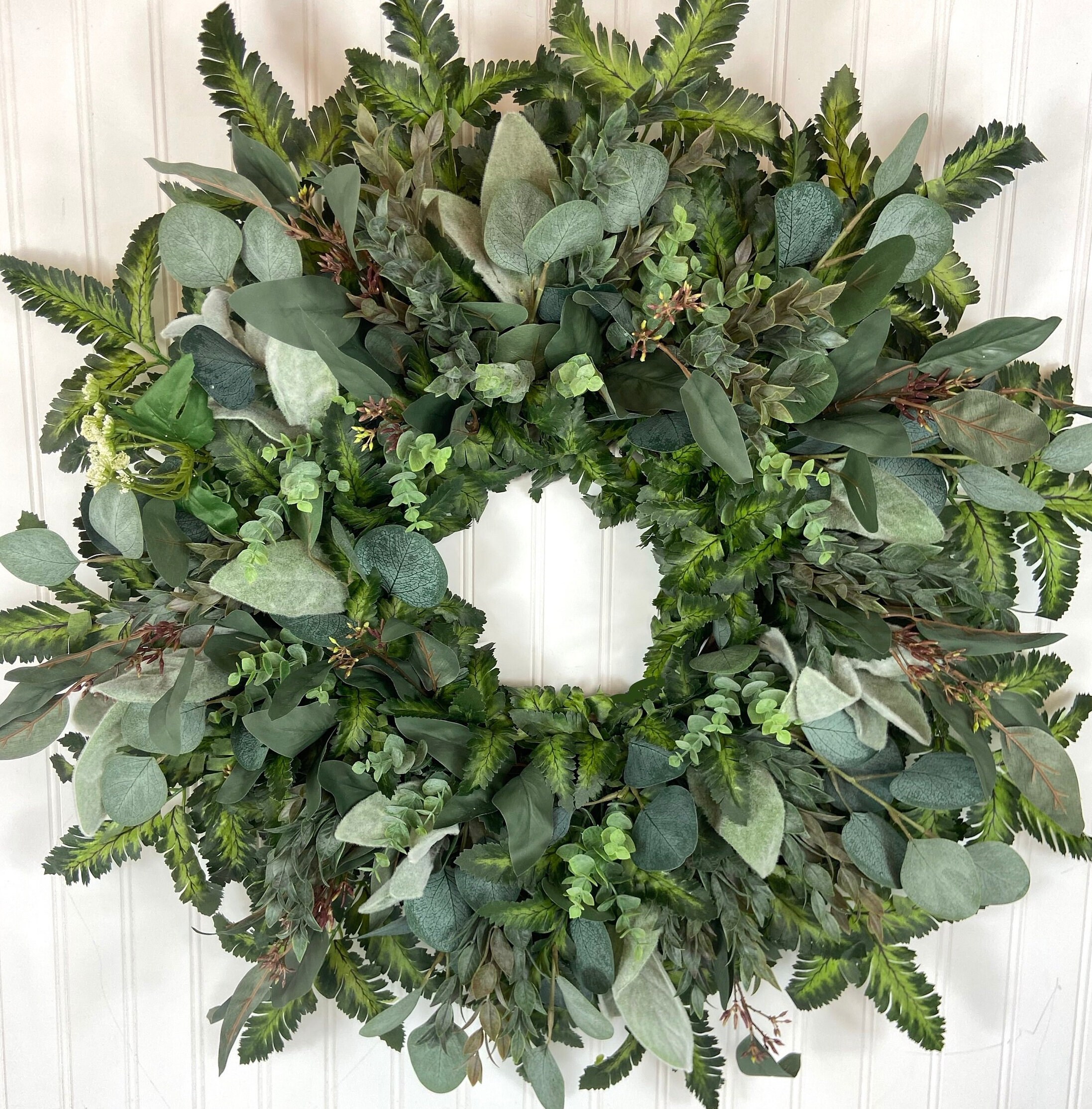 Queen Annes Lace Wreath,summer Mixed Greenery Door Wreath,eucalyptus ...