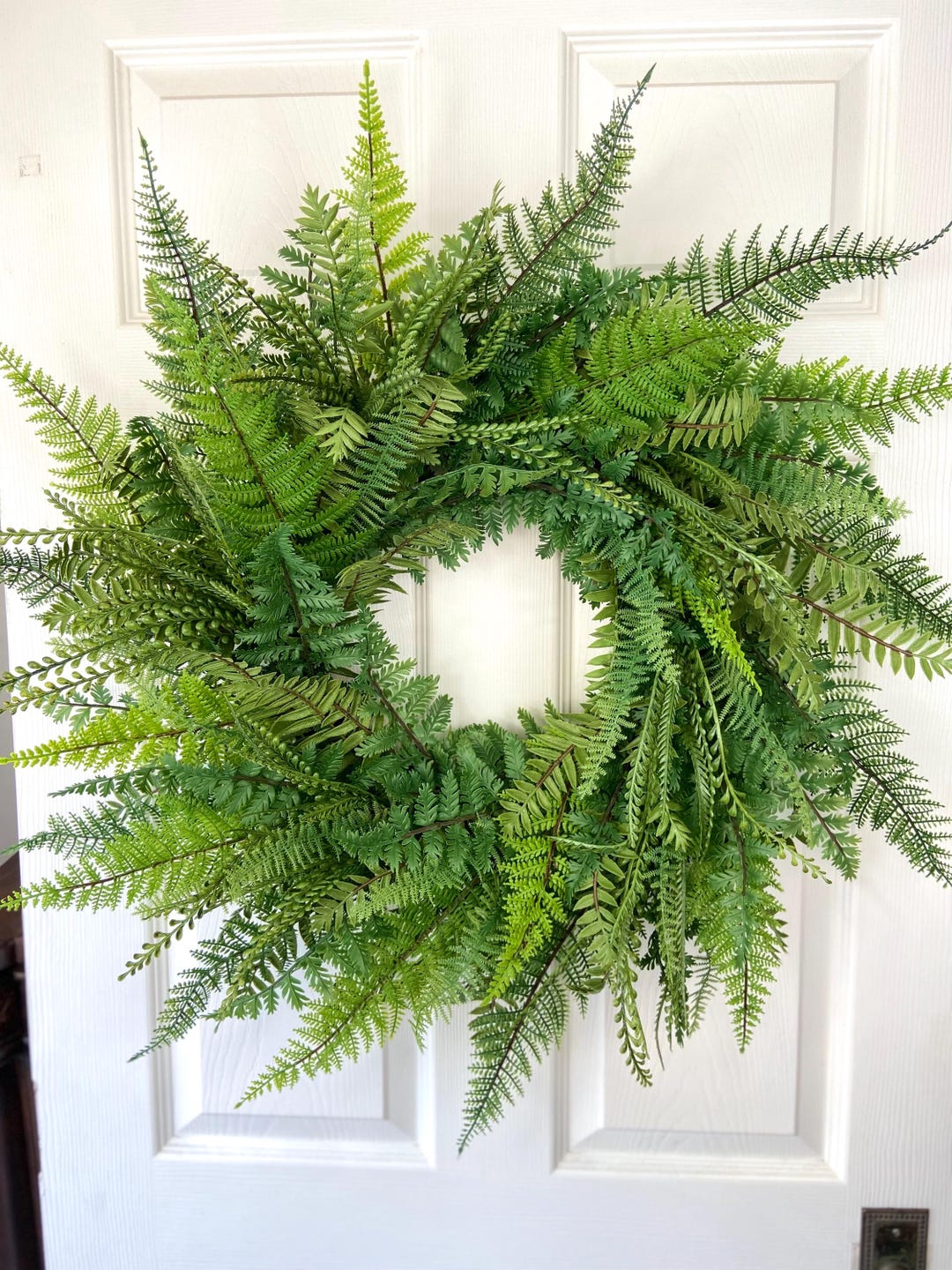 Everyday Green Fern Wreath,greenery Grass Front Door Wreath,large ...