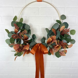 Modern Fall Berry Hoop Wreathautumn Front Door Eucalyptus - Etsy
