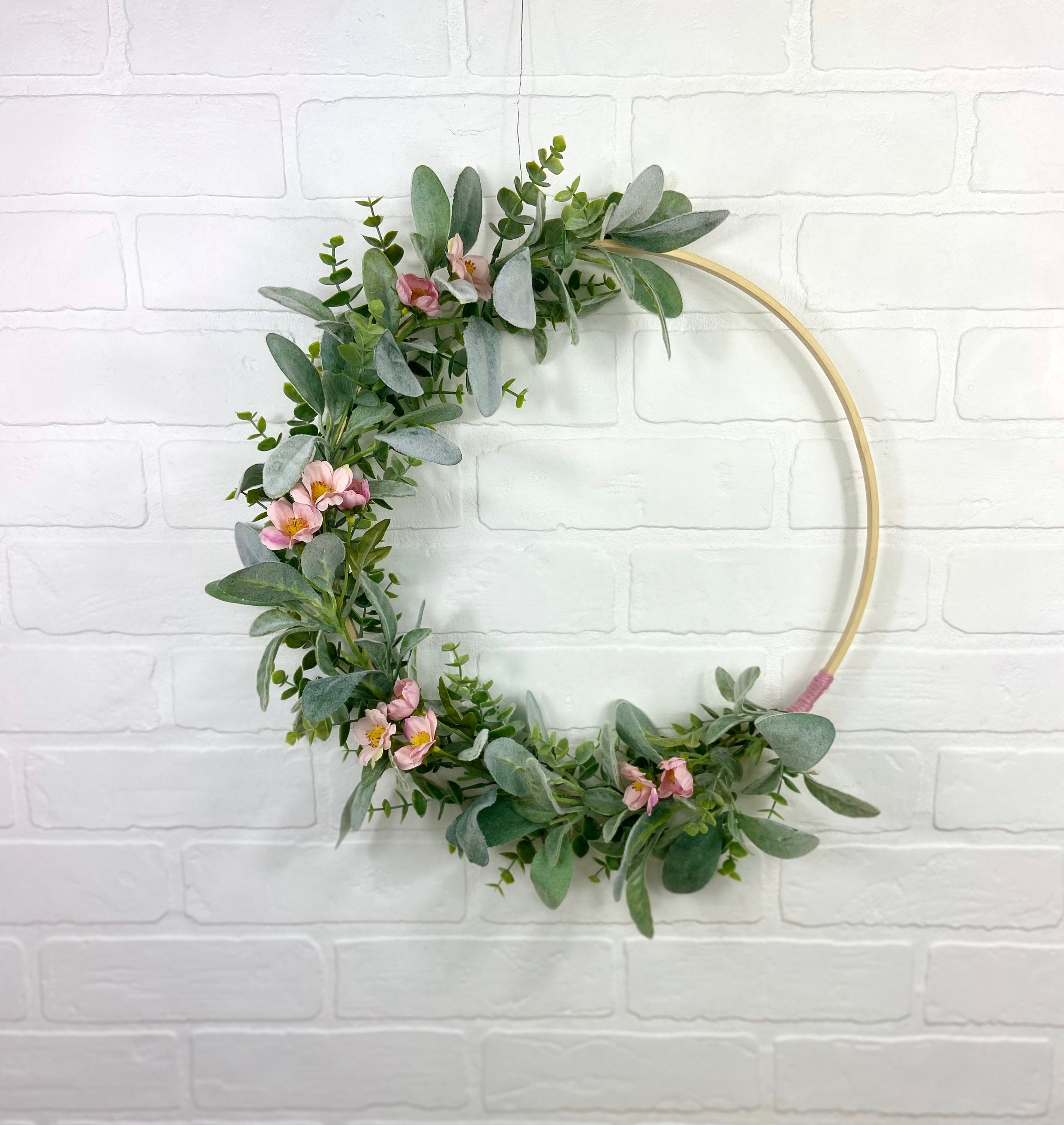Summer Flower Wreath Minimalist hoop Wreath Nursery Wall Decor Wreaths ...