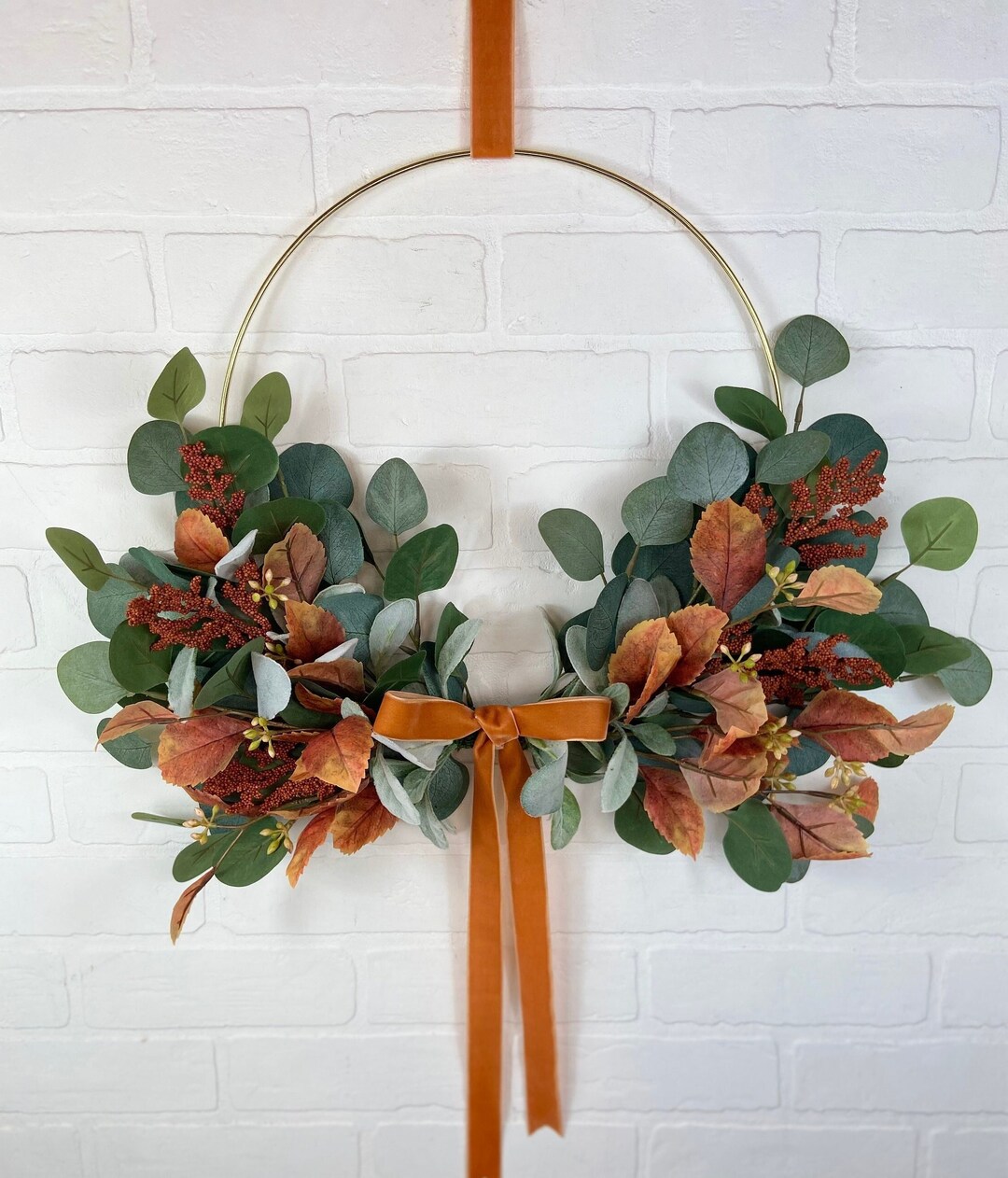 Modern Fall Berry Hoop Wreathautumn Front Door Eucalyptus - Etsy