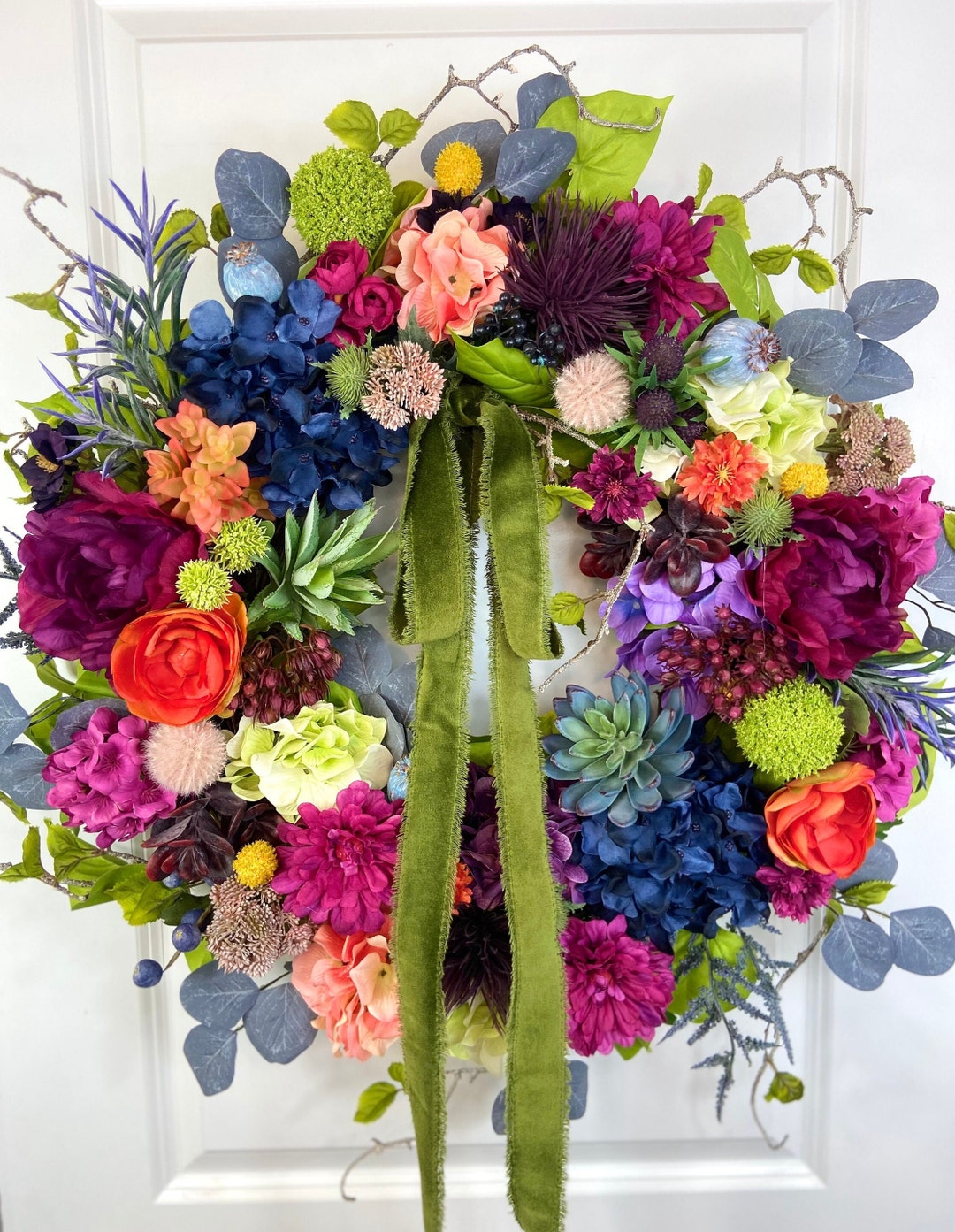 Modern Colorful Flower Wreath,all Season Floral Front Door Wreath ...