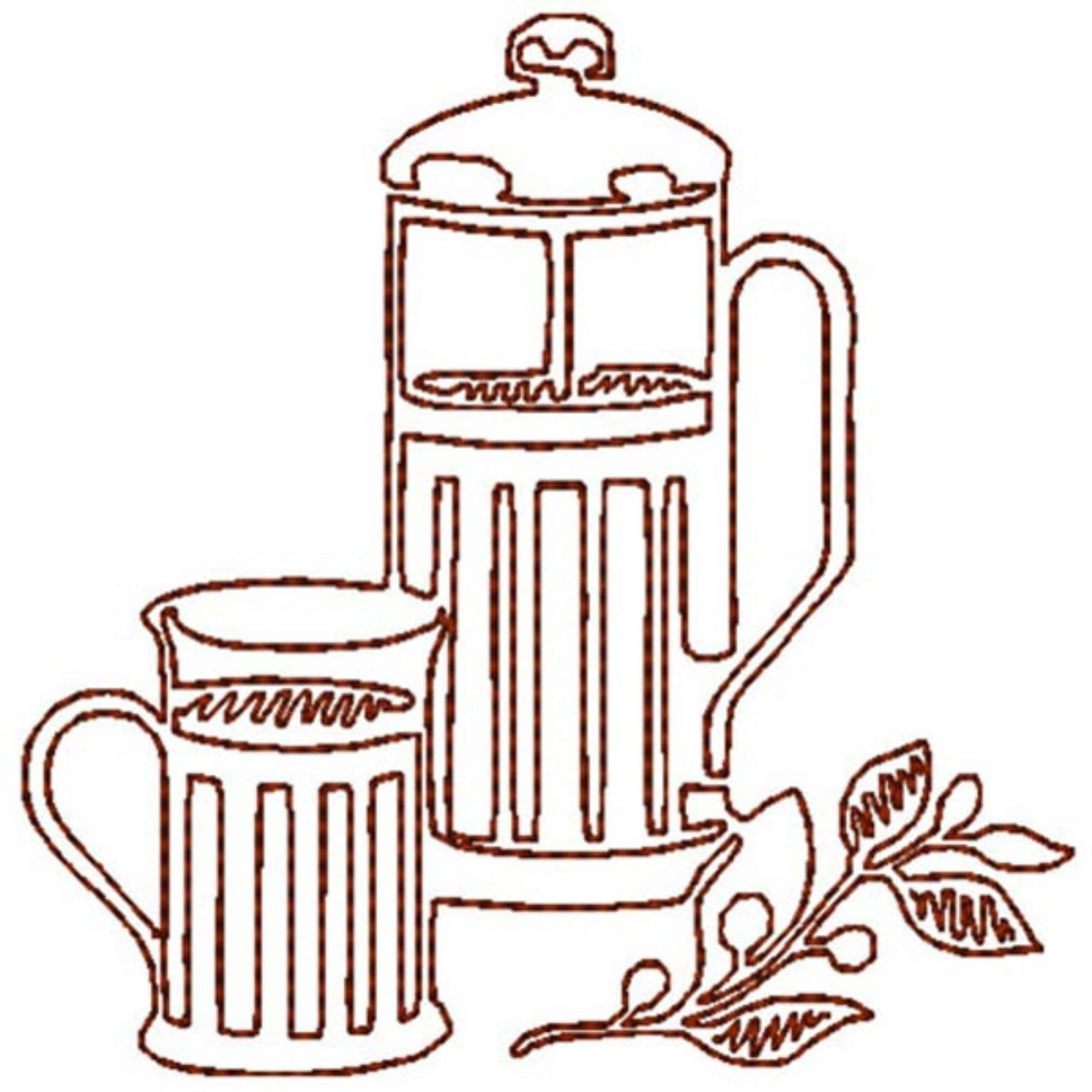 Coffee Linework Embroidery Designs, Machine Embroidery Designs, Coffee ...