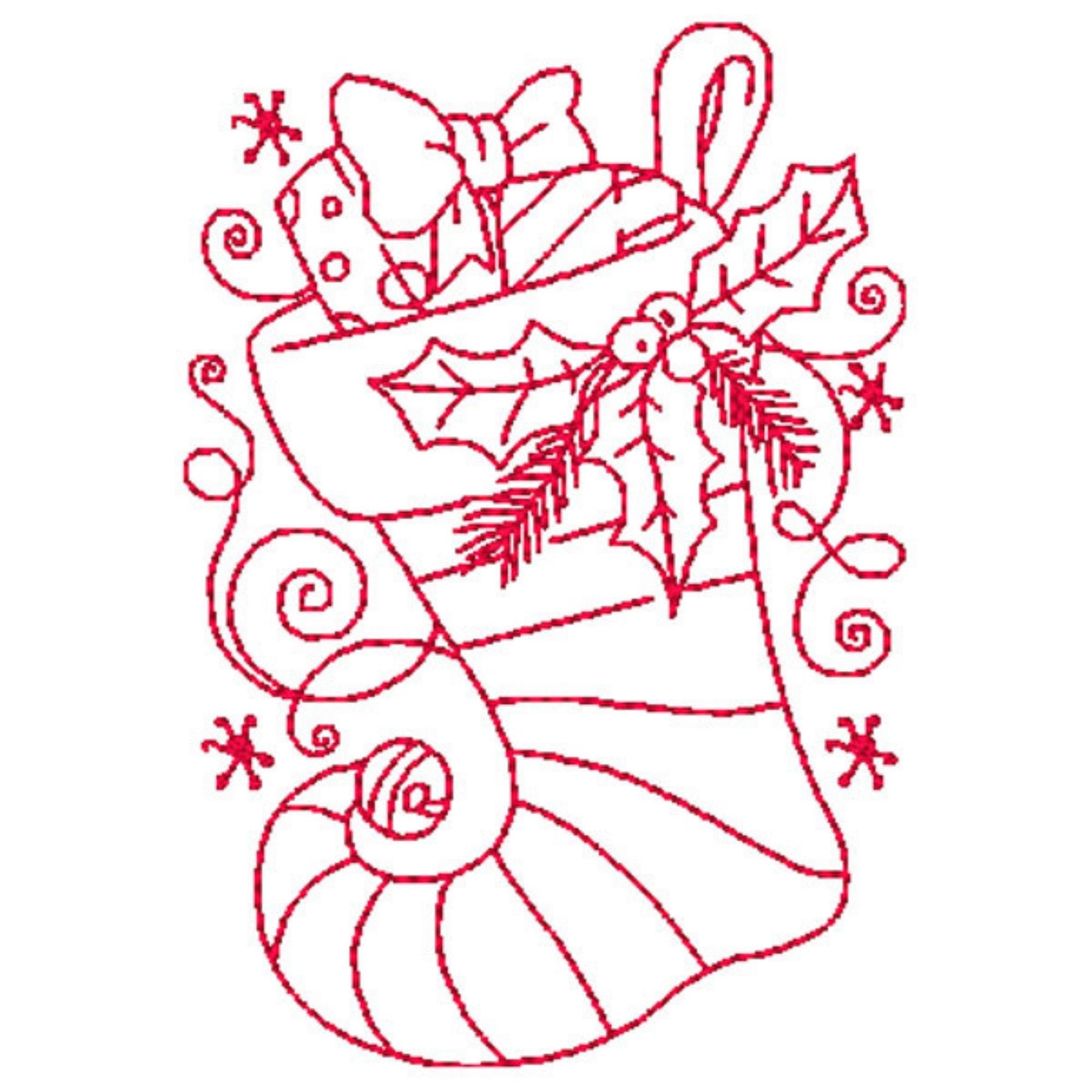 Christmas Redwork Embroidery Designs, Christmas Decor Embroidery - Etsy