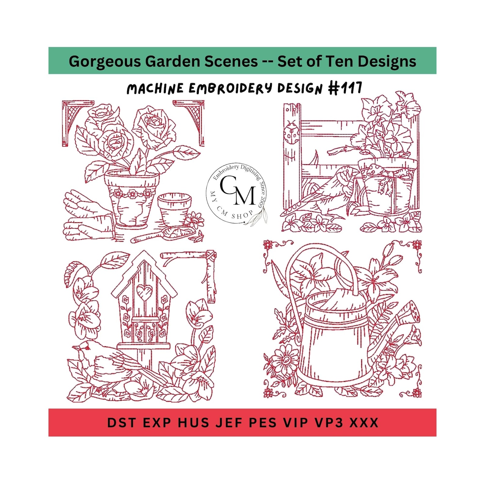 Gorgeous Garden Scenes Embroidery Designs, Machine Embroidery, Garden ...