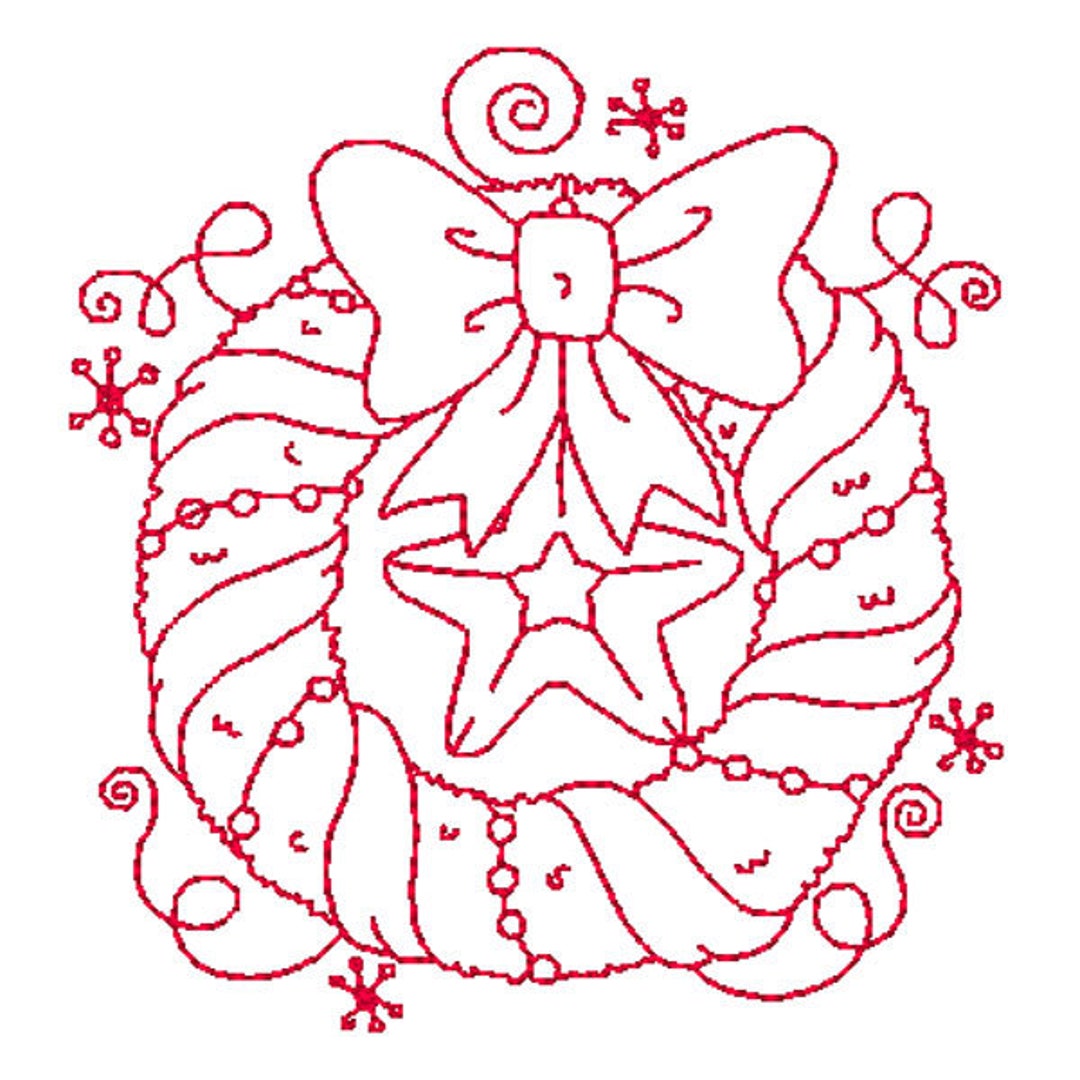Christmas Redwork Embroidery Designs Christmas Decor - Etsy