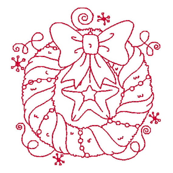 Christmas Redwork Embroidery Designs Christmas Decor - Etsy
