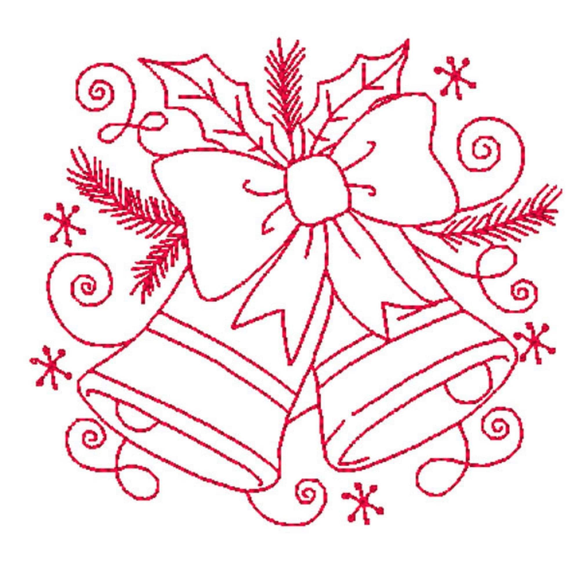 Christmas Redwork Embroidery Designs, Christmas Decor Embroidery - Etsy