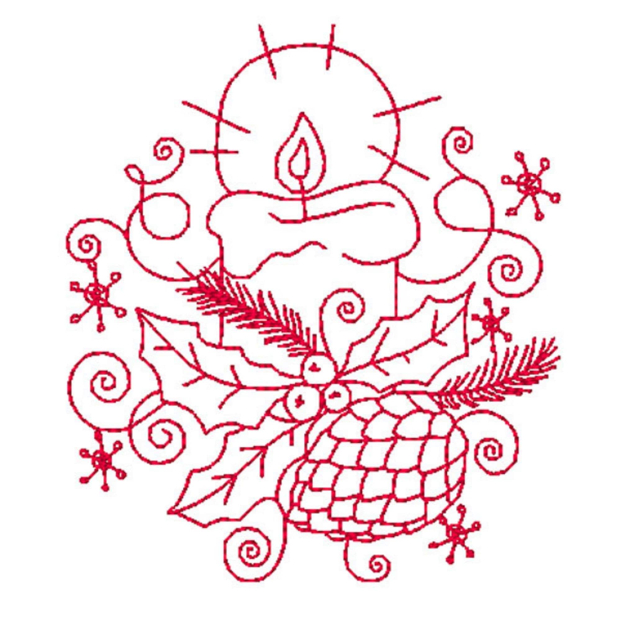 Christmas Redwork Embroidery Designs Christmas Decor - Etsy