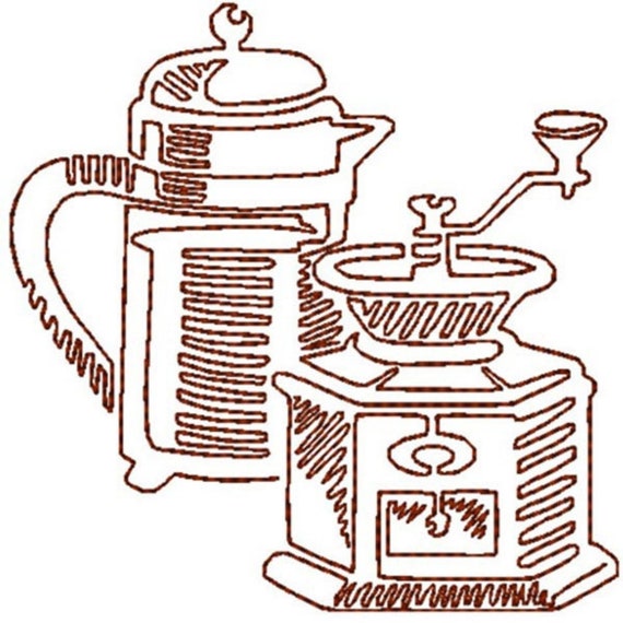 Coffee Linework Embroidery Designs Machine Embroidery - Etsy