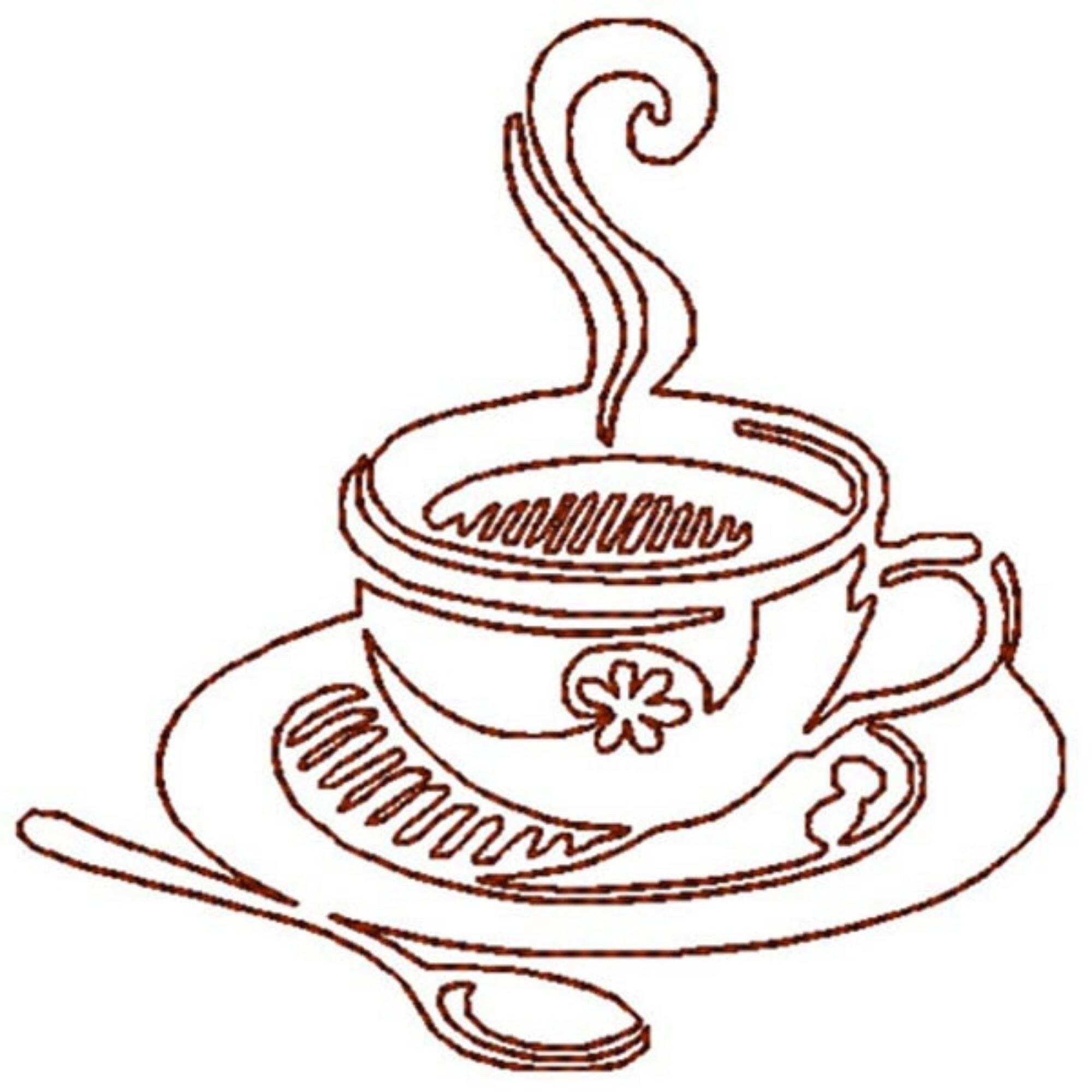 Coffee Linework Embroidery Designs, Machine Embroidery Designs, Coffee ...