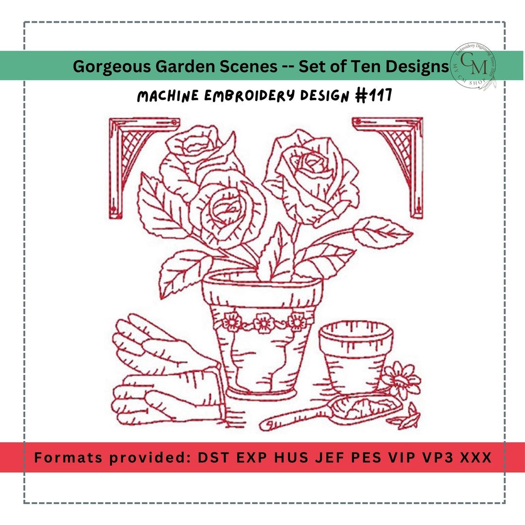 Gorgeous Garden Scenes Embroidery Designs, Machine Embroidery, Garden ...