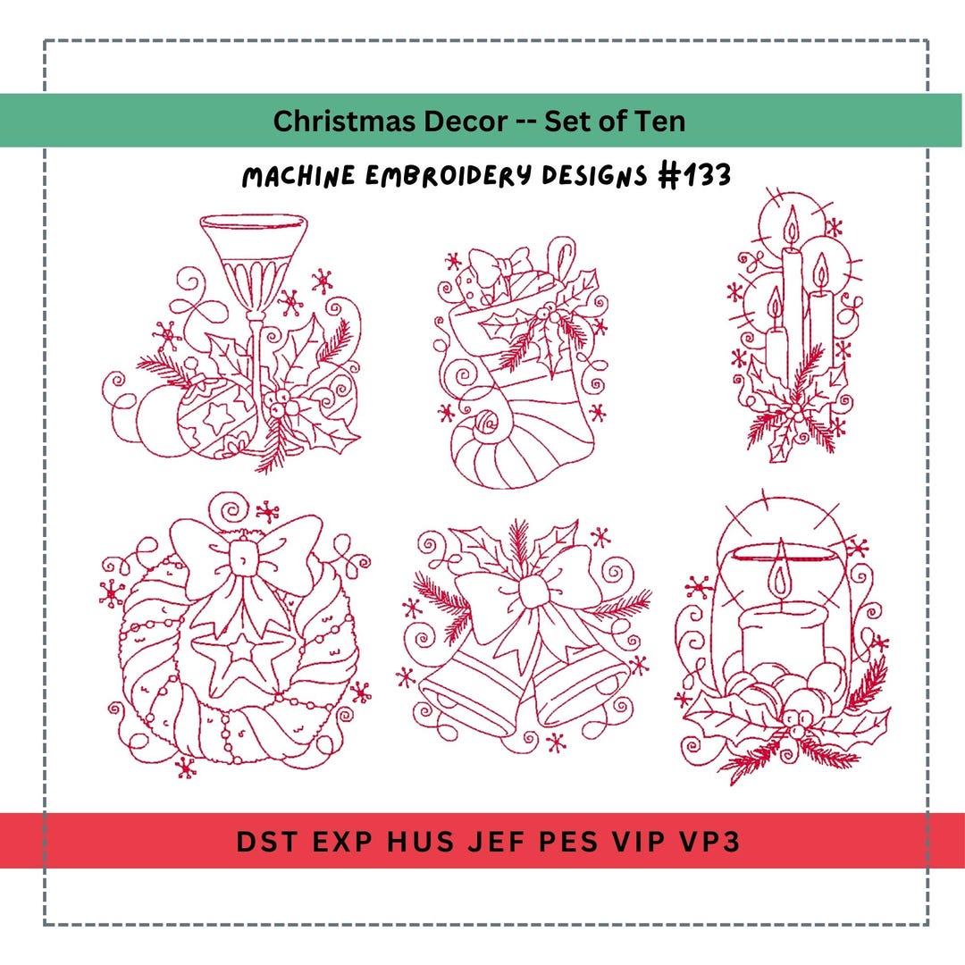 Christmas Redwork Embroidery Designs -- Machine Embroidery Designs ...