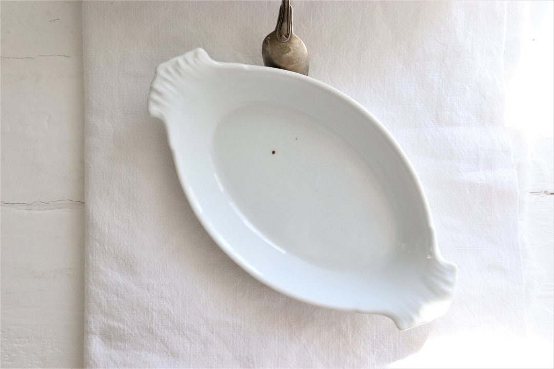 Vintage French White Apilco Porcelain Platter. French White Scalloped ...