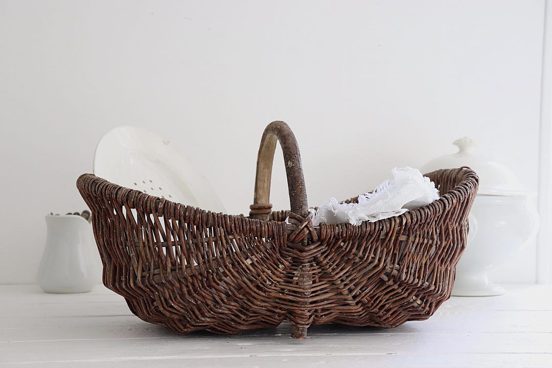 XL Large French Country Rustic Basket. Large Oval Rustic Wicker Basket ...