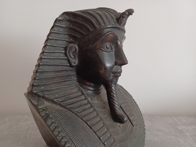 Ancient Bronze Bust of Tutankhamun King Egypt Pharaoh 30s - Etsy