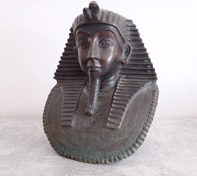 Ancient Bronze Bust of Tutankhamun King Egypt Pharaoh 30s - Etsy