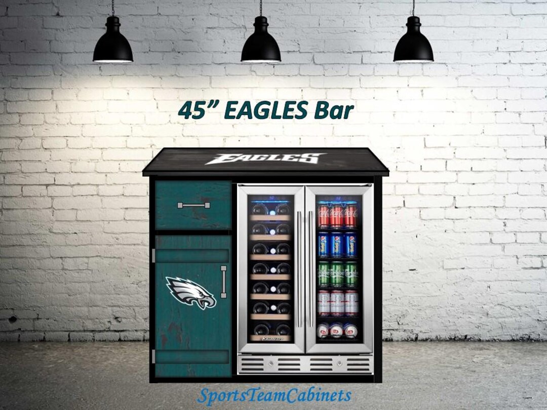 PHILADELPHIA EAGLES Liquor Bar Cabinet With/without Fridge 3 SIZES - Etsy