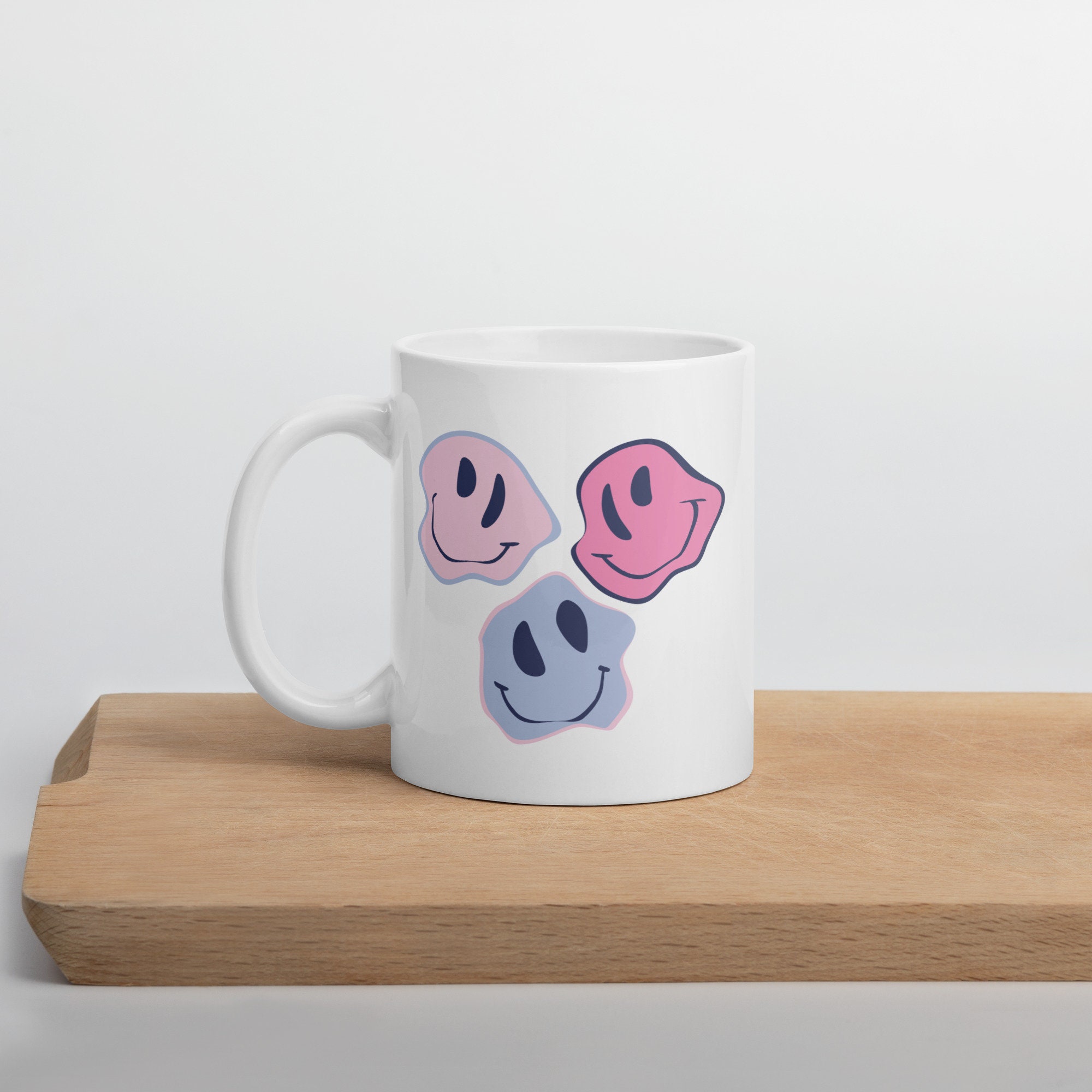 Melting Smiley Face Pastel Colors White Coffee Mug - Etsy