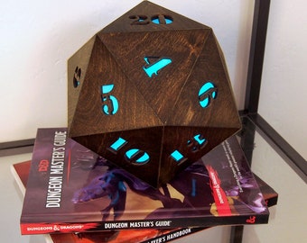 D20 Lamp Lime Green Wood Stain Giant Dice Dungeons and | Etsy
