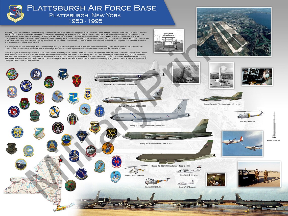 Plattsburgh Air Force Base New York History Poster | Etsy