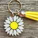 Daisy Keychain, Daisy Key Fob, Flower Key Ring, Zipper Pull, Backpack ...