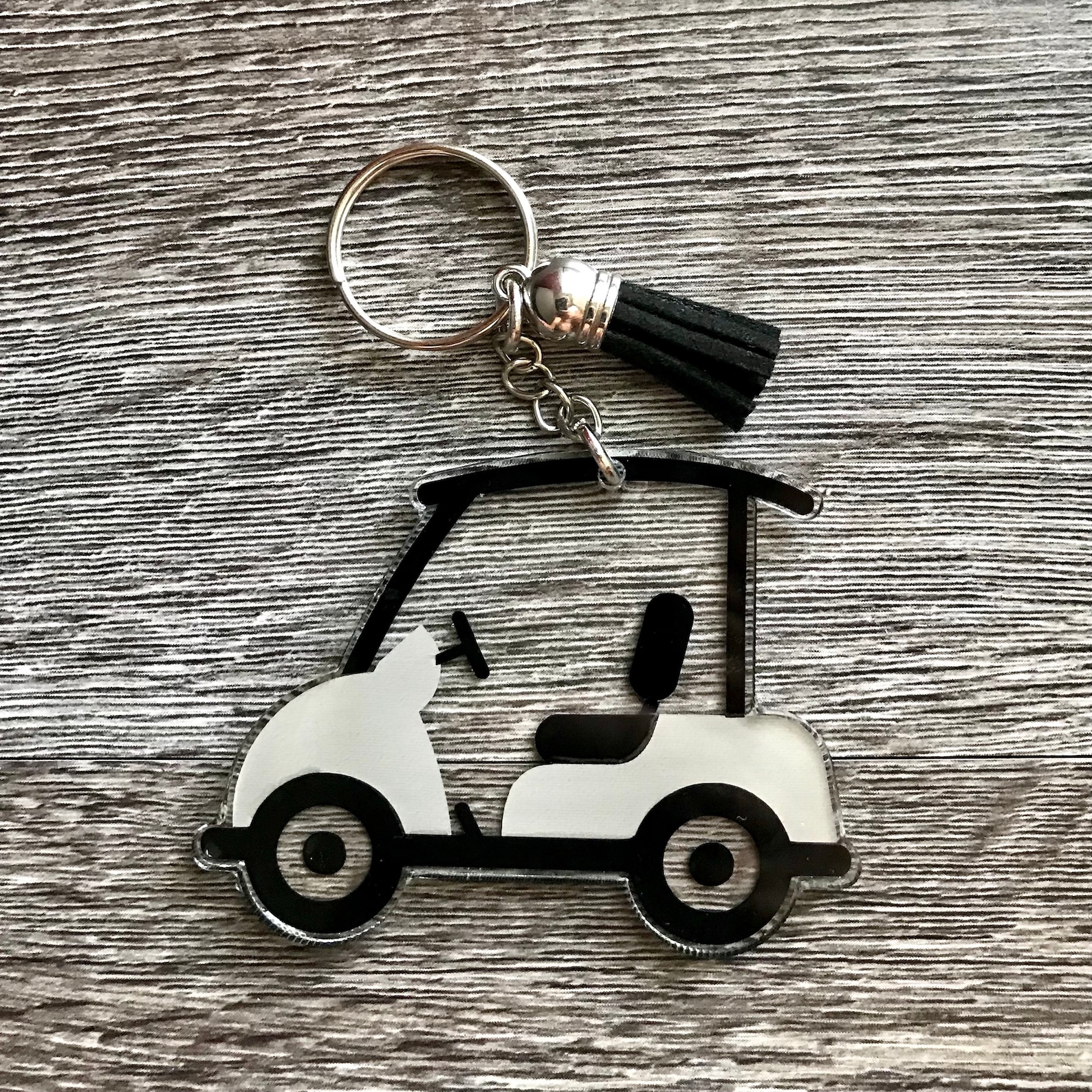 Leopard Golf Cart Keychain , Black and White Golf Cart Keychain, Golfer ...
