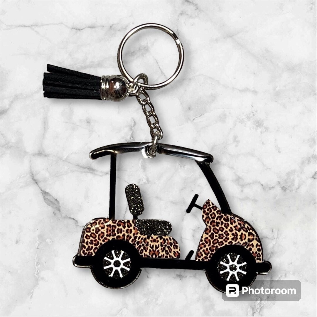 Leopard Golf Cart Keychain, Golfer Gift, Animal Print Keychain - Etsy