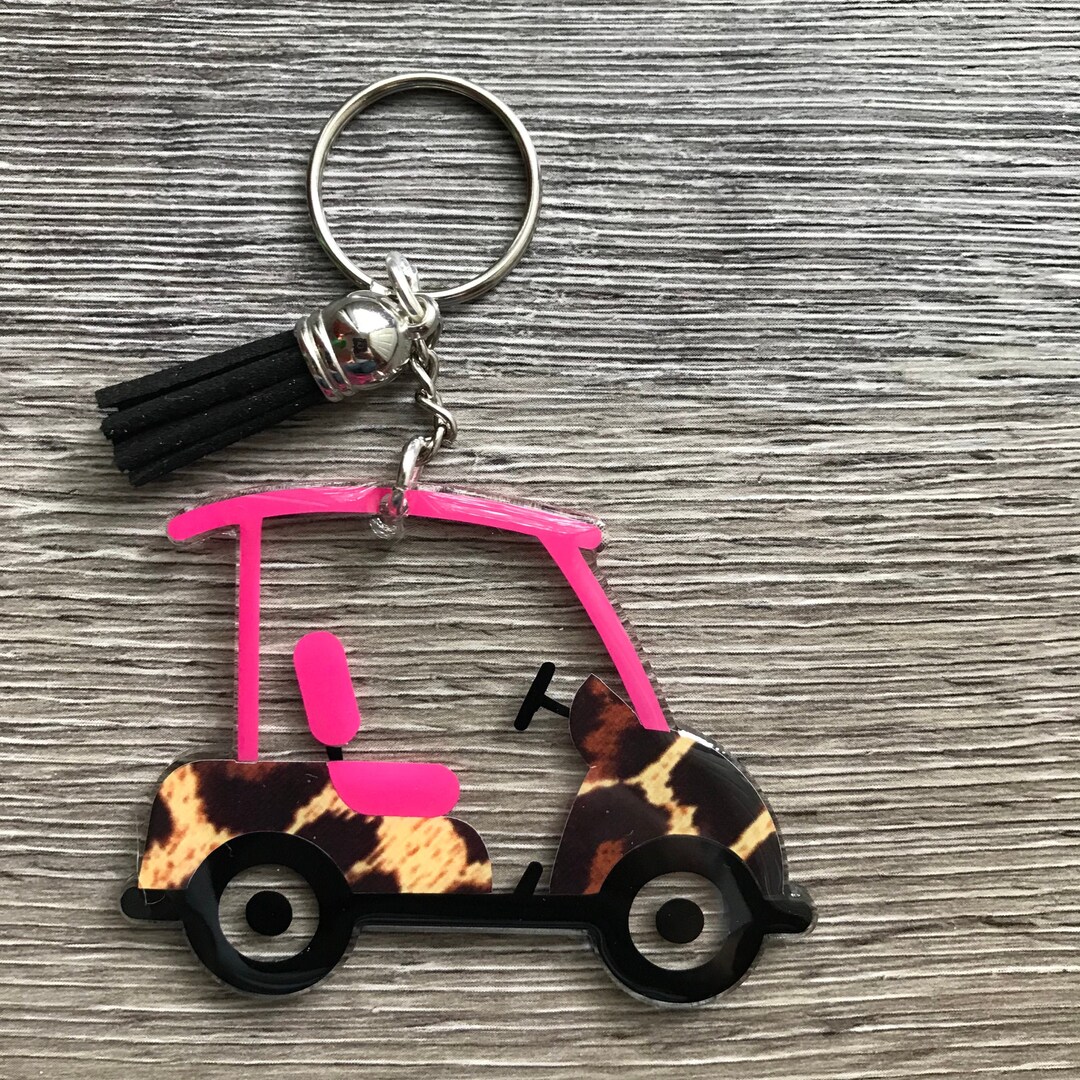 Leopard Golf Cart Keychain Cheetah Golf Cart Keychain - Etsy