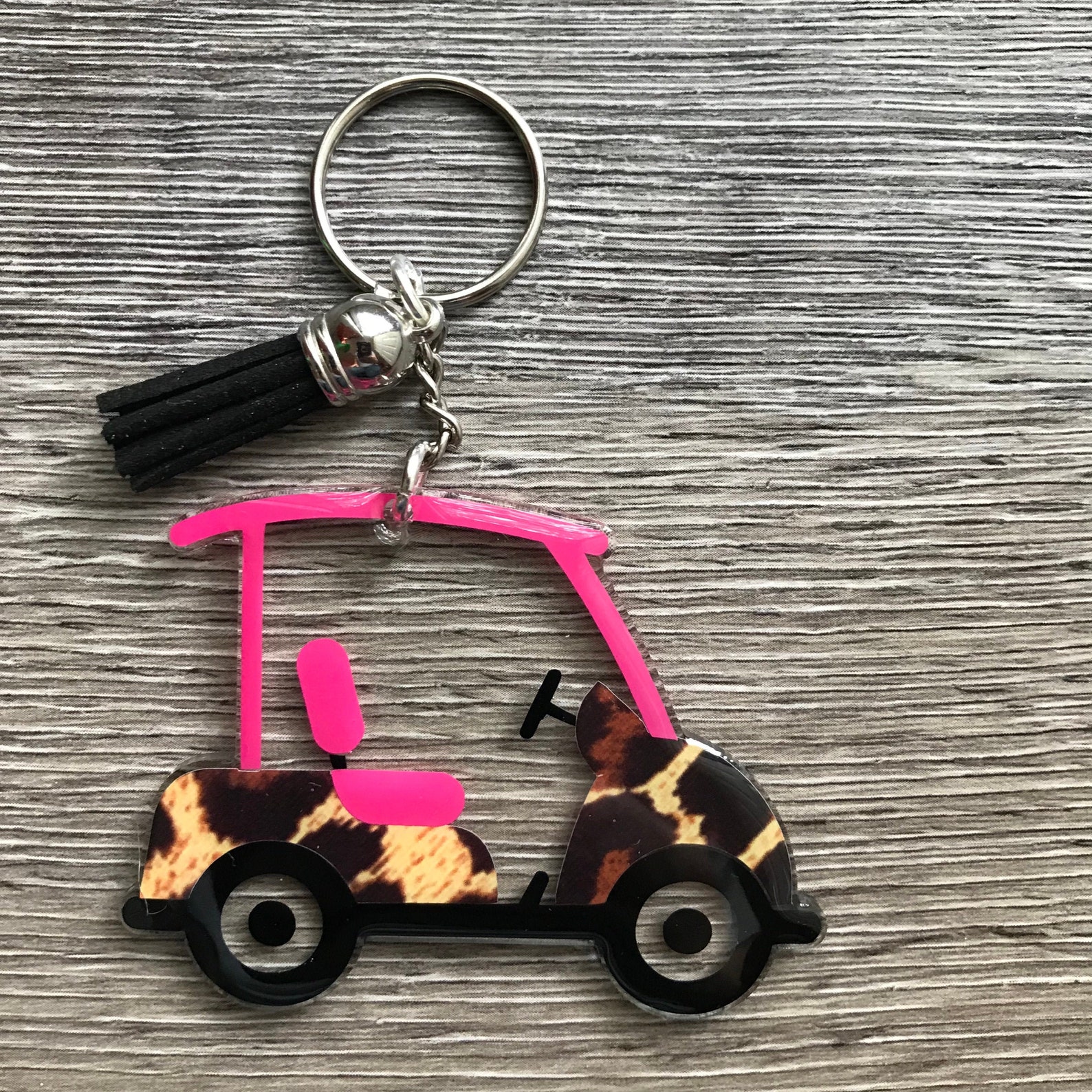 Leopard Golf Cart Keychain Cheetah Golf Cart Keychain | Etsy